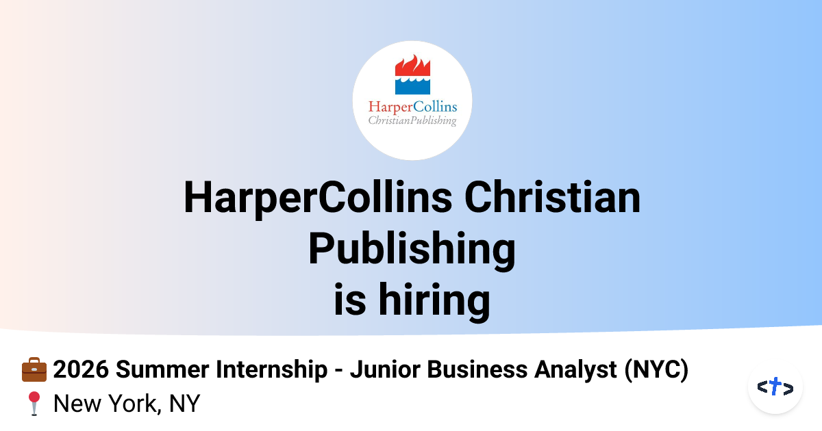 2026 Summer Internship - Junior Business Analyst (NYC) at HarperCollins ...