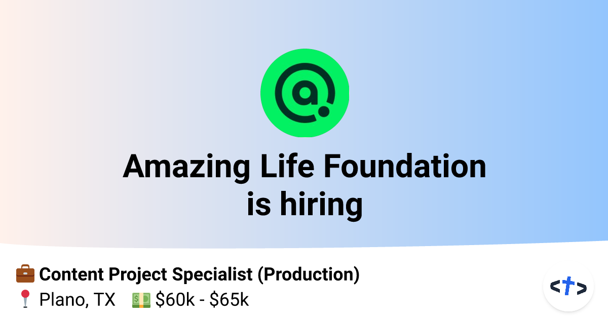 Content Project Specialist (Production) at Amazing Life Foundation ...