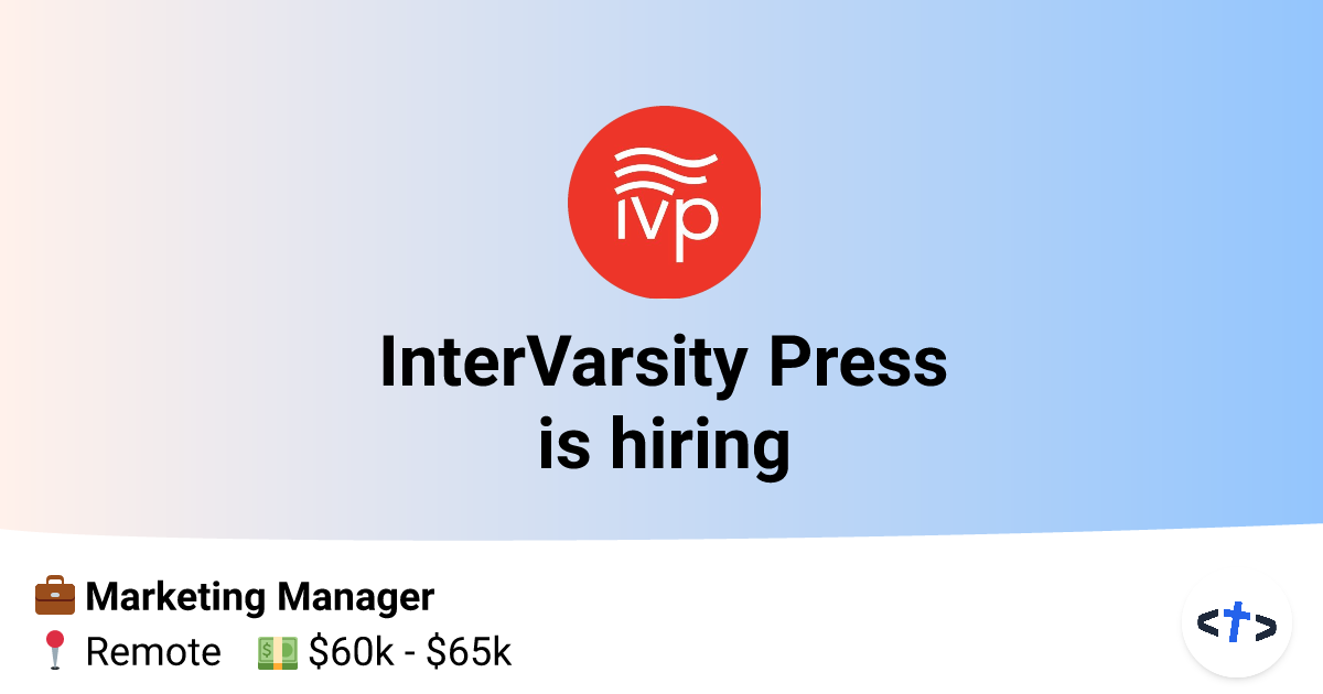 Marketing Manager at InterVarsity Press | Christian Tech Jobs