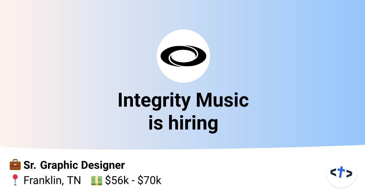 Sr. Graphic Designer at Integrity Music | Christian Tech Jobs