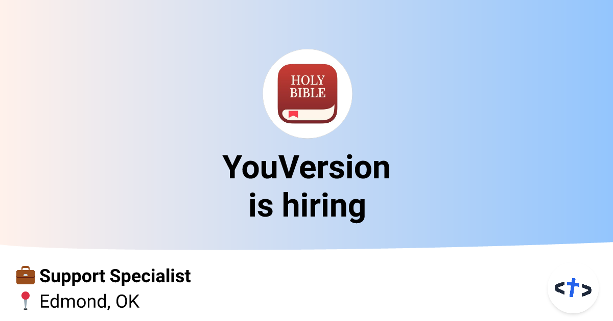 Support Specialist at YouVersion | Christian Tech Jobs