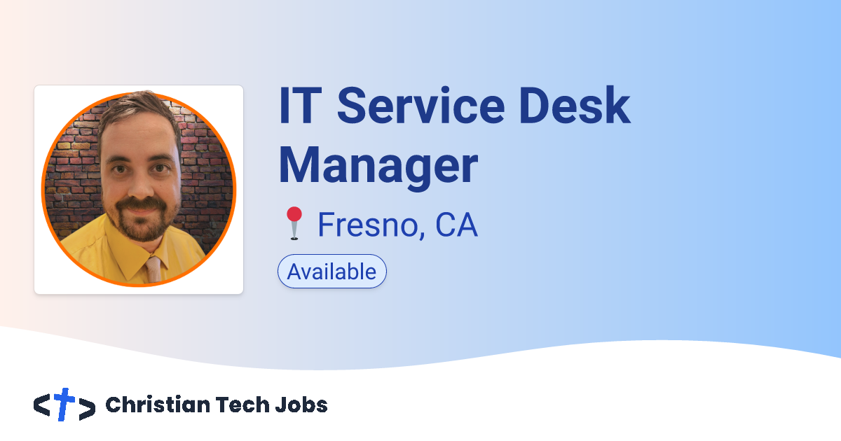 IT Service Desk Manager | Christian Tech Jobs